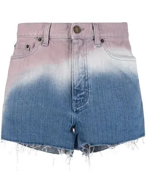 Saint Laurent Baggy Tie-dye Denim Shorts