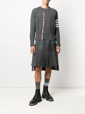 Thom Browne 4-bar Crew Neck Cardigan - Grey