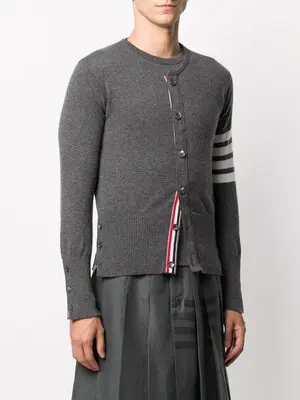 Thom Browne 4-bar Crew Neck Cardigan - Grey