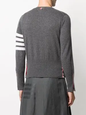 Thom Browne 4-bar Crew Neck Cardigan - Grey