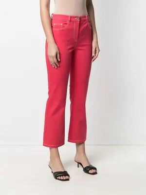 Moschino High-rise Flared Cotton Jeans - Pink
