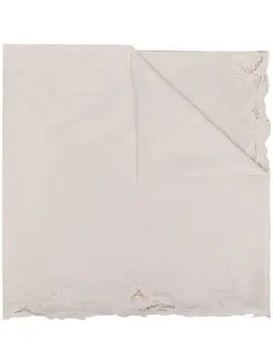 Faliero Sarti Floral Lace-trimmed Scarf - White
