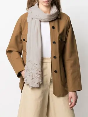 Faliero Sarti Floral Lace-trimmed Scarf