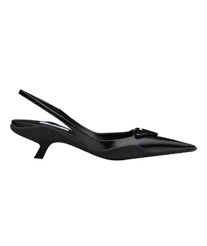 Prada Triangle Patch Slingback Pumps - Black
