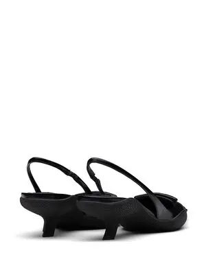 Prada Triangle Patch Slingback Pumps - Black