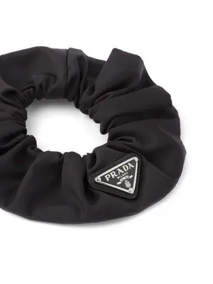 Prada Triangle Logo Scrunchie - Black