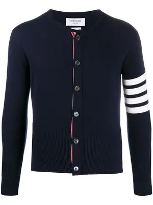 Thom Browne 4-bar Crew Neck Cardigan - Blue
