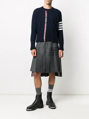 Thom Browne 4-bar Crew Neck Cardigan - Blue