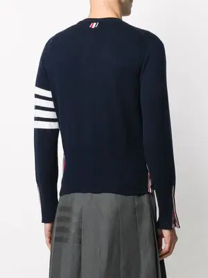 Thom Browne 4-bar Crew Neck Cardigan - Blue