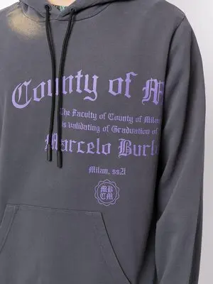 COUNTY OF MILAN Logo-print Bleached Effect Hoodie