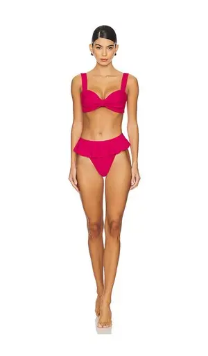 MONTCE Tamarindo Ruffle Bikini Bottom - Raspberry