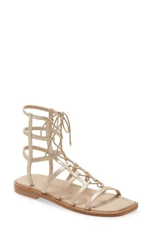 STUART WEITZMAN Women's Stuart Weirzman Kora Lace-up Gladiator Sandal Platino