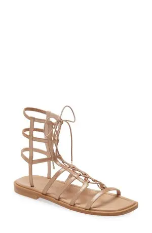 STUART WEITZMAN Women's Stuart Weirzman Kora Lace-up Gladiator Sandal Tan
