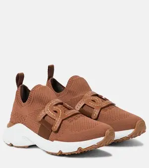 TOD'S Trimmed Knit Sneakers - Beige