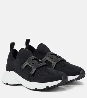TOD'S Trimmed Knit Sneakers - Black