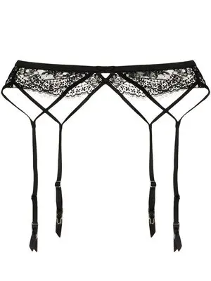 FLEUR DU MAL Frankie Lace Strappy Garter - Black