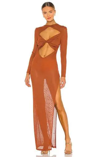 BRONX AND BRONCO X Daphne Maxi Knit Dress In Rust