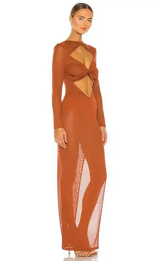 BRONX AND BRONCO X Daphne Maxi Knit Dress In Rust