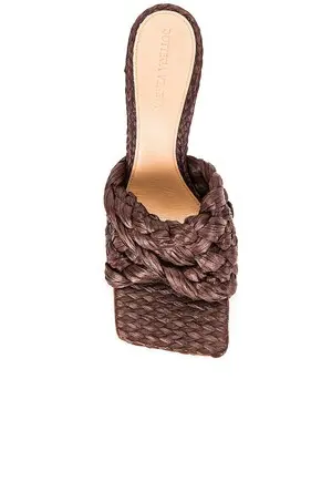 Bottega Veneta Raffia Stretch Mules - Bitter Chocolate