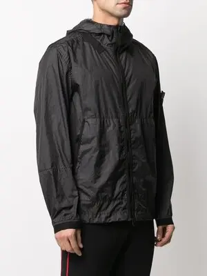 Stone Island Logo-patch Zip-up Windbreaker - Black