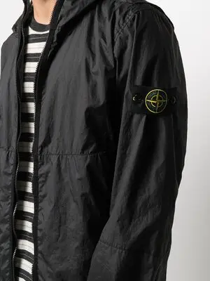 Stone Island Logo-patch Zip-up Windbreaker - Black
