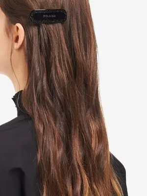 Prada Crystal-embellished Hair Clip - Black