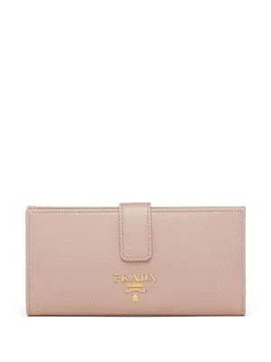 Prada Large Logo Leather Wallet - Pink
