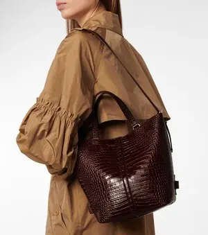 Max Mara Plages Medium Croc Effect Leather Tote