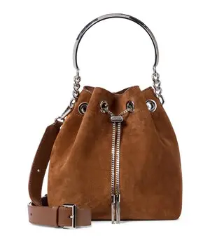 JIMMY CHOO Bon Bon Medium Suede Bucket Bag