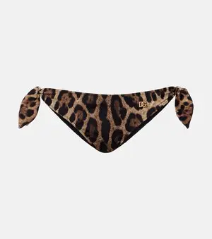 Dolce & Gabbana Leopard Print Bikini Bottoms - Brown