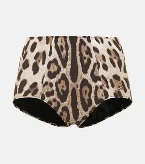 Dolce & Gabbana Leopard Print Bikini Bottoms - Brown