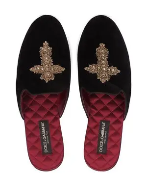 Dolce & Gabbana Embroidered Velvet Sartoria Eccentrica Slippers