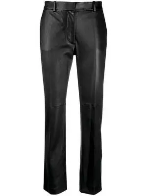 JOSEPH Mid-rise Leather Slim-fit Trousers - Black