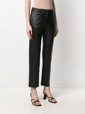JOSEPH Mid-rise Leather Slim-fit Trousers