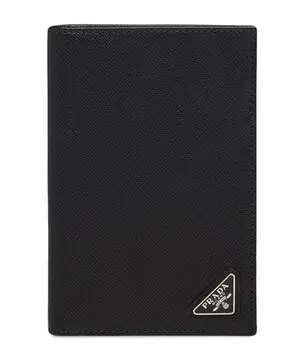 Prada Logo-appliqué Passport Holder - Black