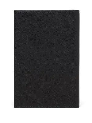 Prada Logo-appliqué Passport Holder - Black