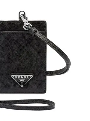 Prada Saffiano Leather Badge Holder - Black