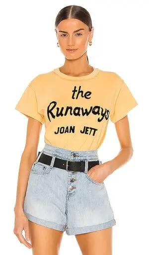 Daydreamer Joan Jett Runaways Reverse Girlfriend Tee In Yellow In