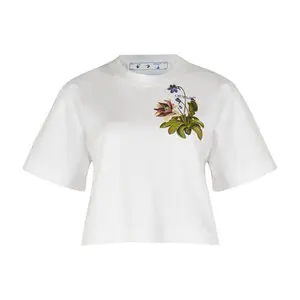 Off-White Botanical Arrows Cropped T-shirt - White Green
