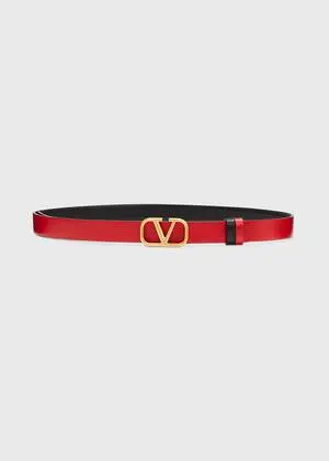 Valentino Garavani VLOGO Leather Belt Nero/rouge Pur