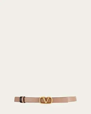 Valentino Garavani VLOGO Leather Belt Smokey Brown