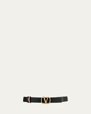 Valentino Garavani Vlogo Leather Belt - Smokey Brown