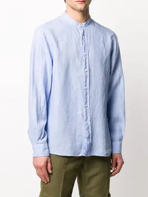 Aspesi Band Collar Linen Shirt