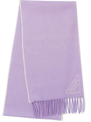 Prada Logo-jacquard Cashmere Scarf - Purple