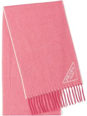 Prada Logo-jacquard Cashmere Scarf - Pink