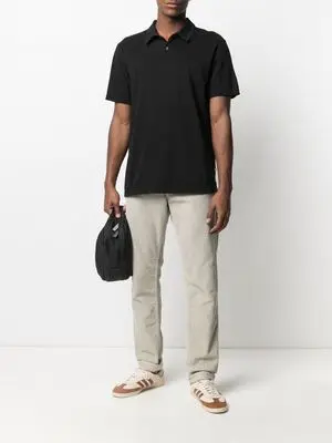 JAMES PERSE Sueded-jersey Polo Shirt - Black