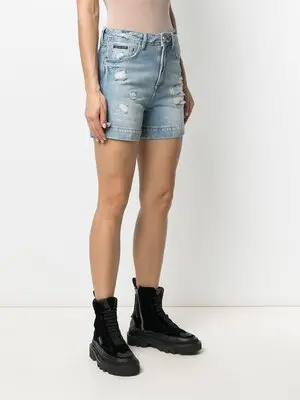 Philipp Plein Iconic Pins Denim Shorts