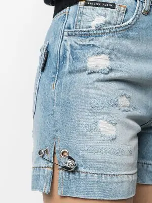 Philipp Plein Iconic Pins Denim Shorts