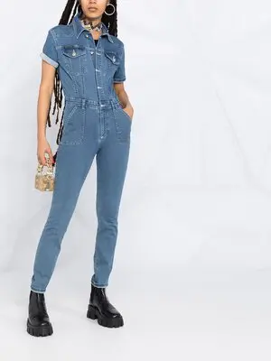 Philipp Plein Button-down Denim Jumpsuit