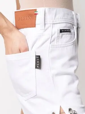 Philipp Plein Safety-pin Denim Shorts